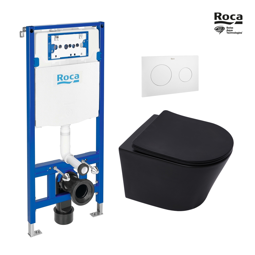 BASTIDOR ROCA DUPLO PACK CISTERNA EMPOTRADA Y PULSADOR PL10 BL MAT CON ...
