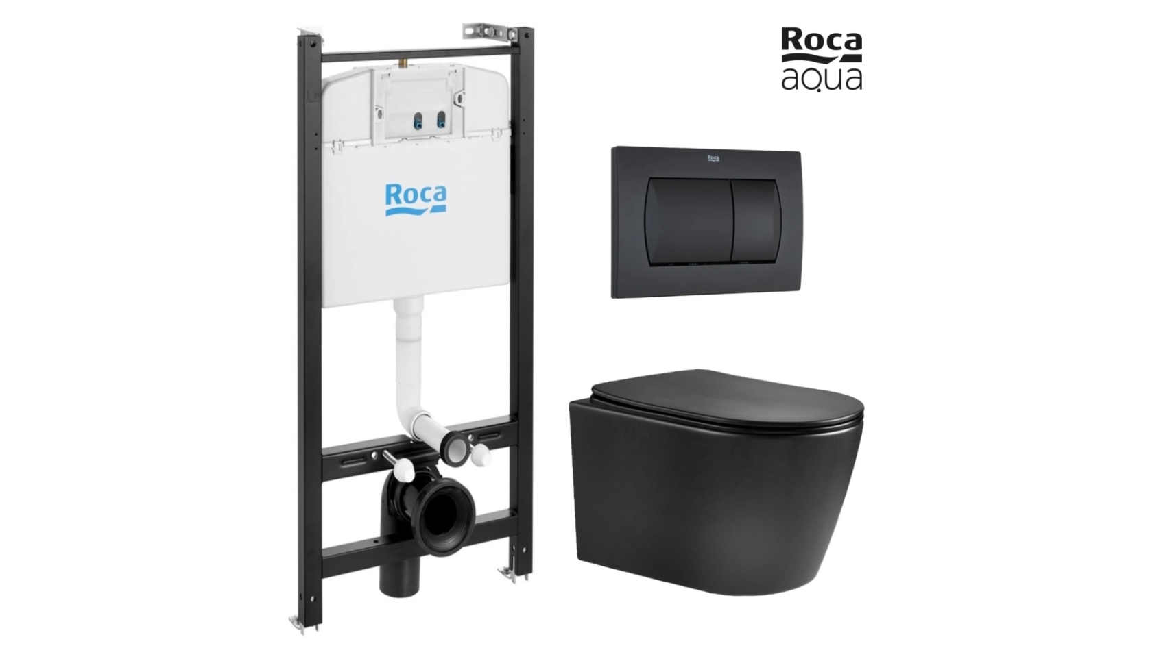 BASTIDOR ROCA ACTIVE PACK CISTERNA EMPOTRADA Y PULSADOR NEGRO MAT CON ...